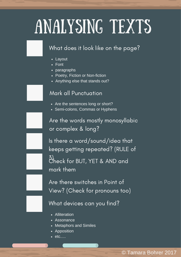 Analysing Text - Step by Step | Teaching Resources