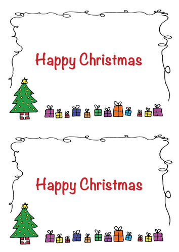 Christmas Card insert - Christmas Tree Design - A5 - 2 up on a page ...
