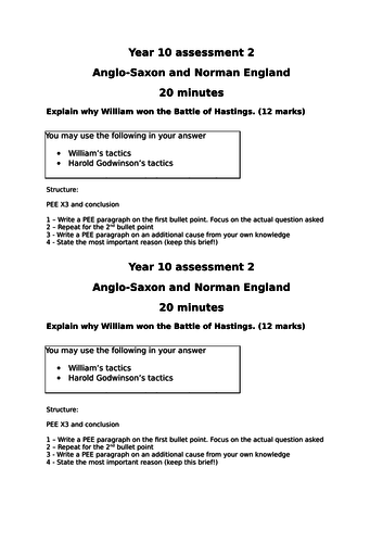 Anglo-Saxons and Normans paper 2 Edexcel 9-1 GCSE History scheme of ...