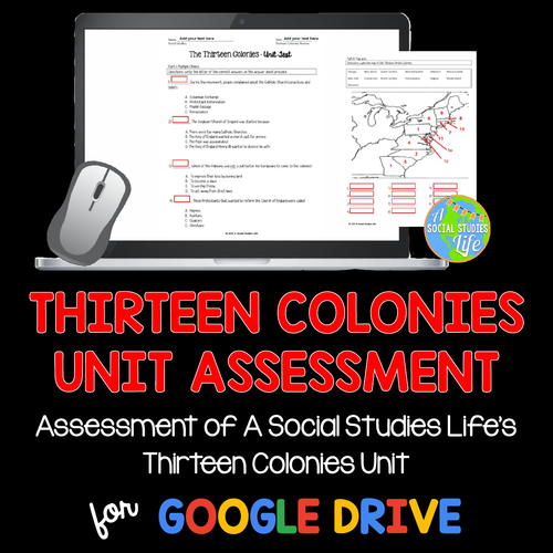 Thirteen Colonies Unit Test | Teaching Resources