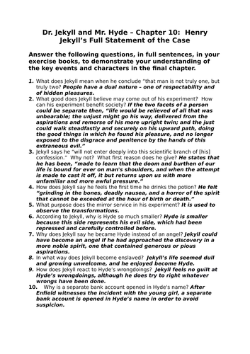 AQA Jekyll and Hyde - Week 6 Lessons | Teaching Resources