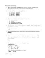 Waves Worksheet & A : Types of Waves, Resonance, Damping, Wavelength ...