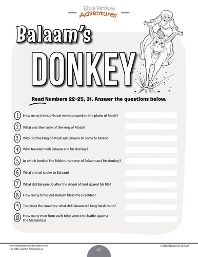 100 Bible Quizzes Activity Book | Teaching Resources