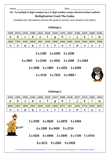 Multiplication Year 5, Written Multiplication 4-digits x 1-digit ...