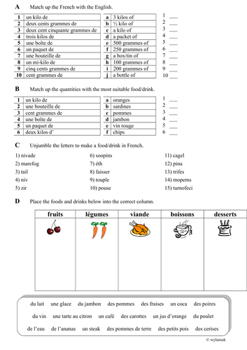 Shops and Quantities in French | Teaching Resources