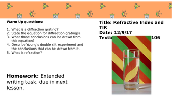 Refractive Index and Total Internal Reflection | Teaching Resources