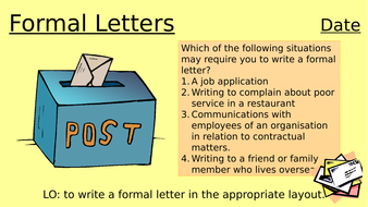 Formal Letter Writing for GCSE by shd132 - Teaching Resources - Tes