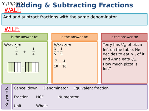 Ks3 Maths Adding And Subtracting Fractions Teaching Resources