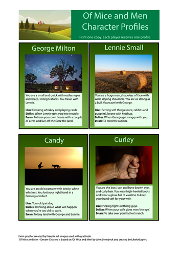 Of Mice and Men revision card game | Teaching Resources