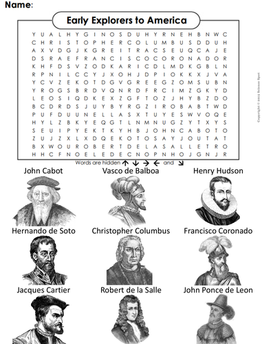 Early Explorers to America Word Search | Teaching Resources