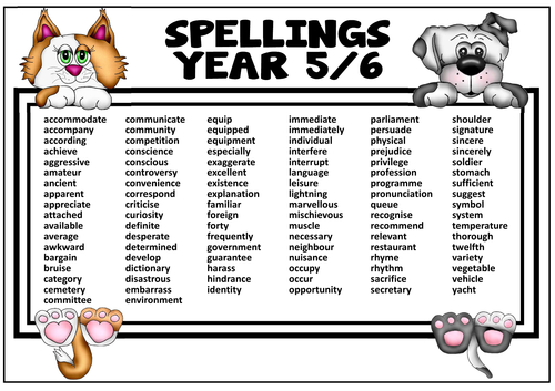 SPELLINGS YEAR 5 AND 6 TEACHING RESOURCES ENGLISH KEY STAGE 2 ...
