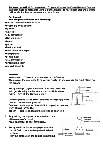 AQA Chemistry Paper 1 Required Practicals Booklet Trilogy | Teaching ...