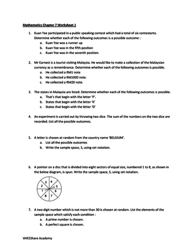 Basic Probability Worksheets | Teaching Resources