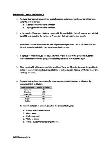 Basic Probability Worksheets | Teaching Resources