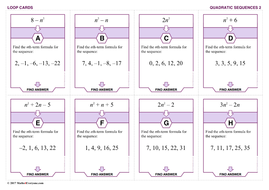 Quadratic Sequences 2 (Treasure Hunt) | Teaching Resources