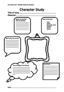 Character Study Worksheet | Teaching Resources