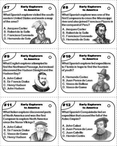 Early Explorers to America Task Cards | Teaching Resources