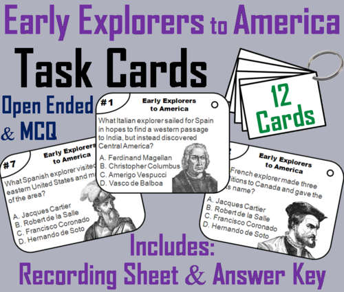 Early Explorers to America Task Cards and Activities Bundle | Teaching ...