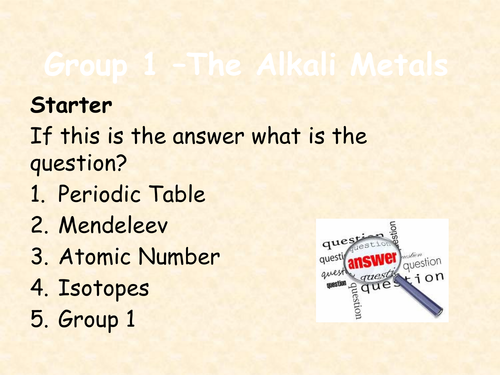 AQA Chemistry Topic 2: Group 1 - the Alkali Metals | Teaching Resources