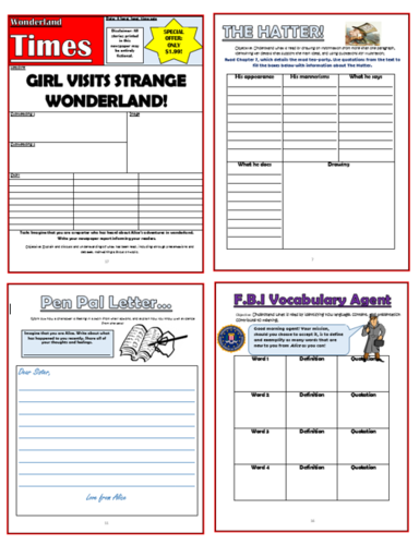 Alice's Adventures in Wonderland - KS2 Comprehension Activities Booklet ...