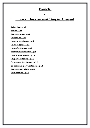 French grammar - in 1 page | Teaching Resources