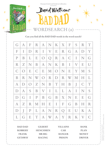 David Walliams Bad Dad Wordsearch | Teaching Resources