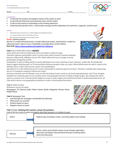 A-Level PE EDEXCEL (spec 2016) 5.5. The Relationship Between Sport and ...