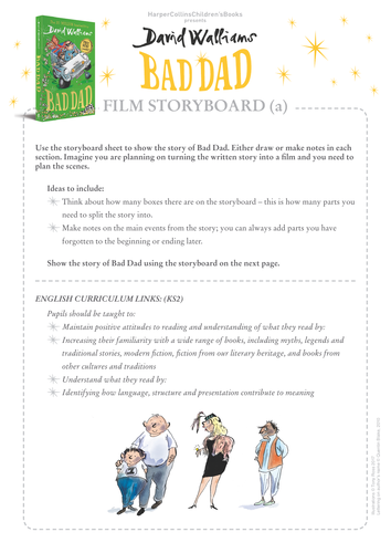 David Walliams Bad Dad Film Storyboard | Teaching Resources
