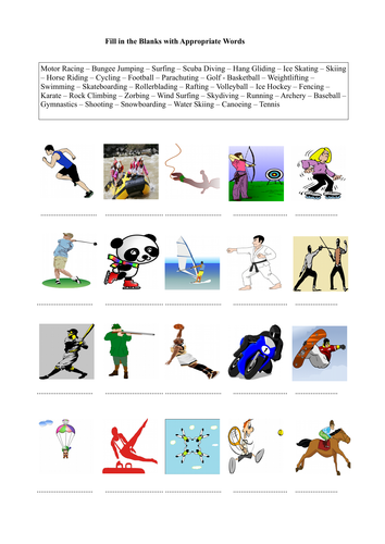 Extreme Sports - A printable Worksheet | Teaching Resources