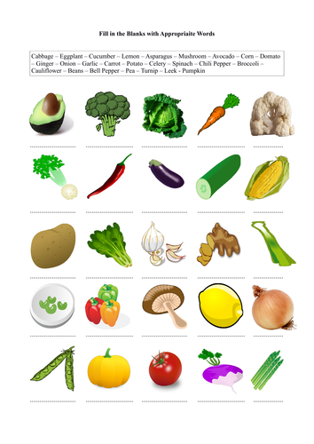 Vegetables - A Printable Worksheet | Teaching Resources