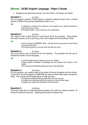 AQA GCSE English Language Paper 1 and Paper 2 guides | Teaching Resources