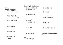 Differentiated Worksheet on Expanding Double Brackets | Teaching Resources