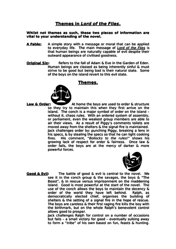 Lord of the Flies: Themes - Symbols - Context | Teaching Resources