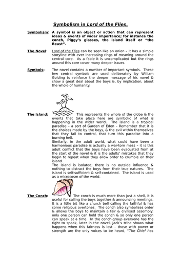 Lord of the Flies: Themes - Symbols - Context | Teaching Resources