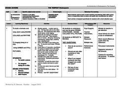 YEAR 8 DRAMA SCHEME. THE TEMPEST - Shakespeare | Teaching Resources