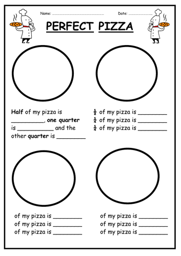 Perfect Pizzas! - Fractions Activity (Halves and Quarters) | Teaching ...