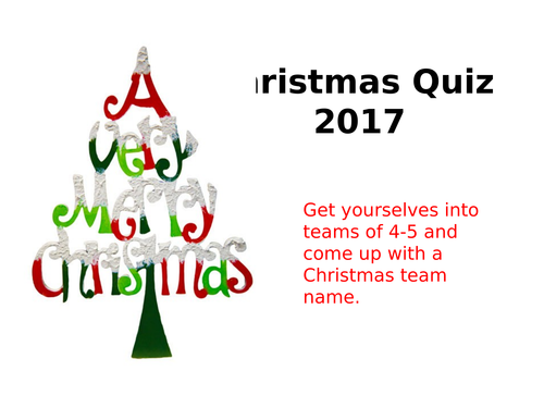 Christmas Quiz 2017 - Suitable for KS3 & 4 | Teaching Resources