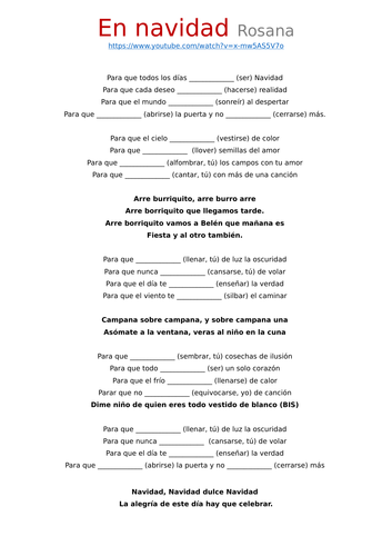 Canción para Navidad (Subjuntivo) | Teaching Resources