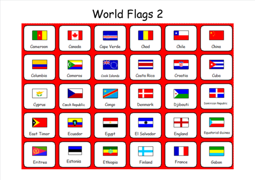 Flags of the World - 7 Symbol Sheets - 189 Countries - Geography ...