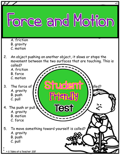 Force and Motion Test | Teaching Resources