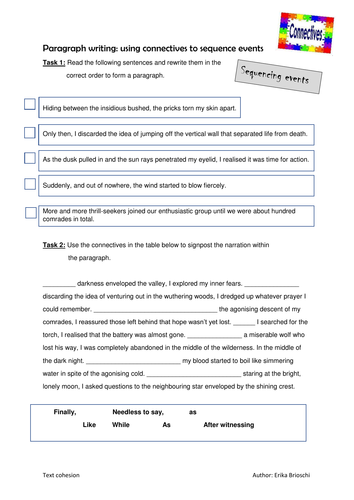 KS3 Fiction: paragraph writing / connectives / text cohesion | Teaching ...
