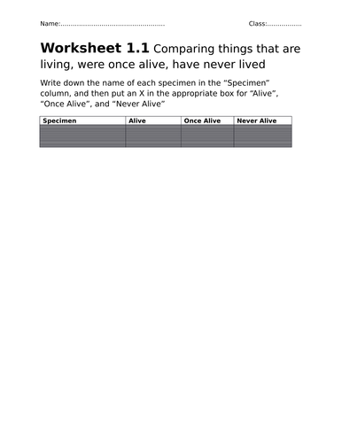 KS3 - Exploring living, non living and once alive organism s ...