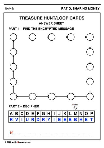 Ratio, Sharing Money (Treasure Hunt) | Teaching Resources