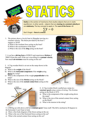 A LEVEL PHYSICS FORCES - STATICS (Balanced forces) | Teaching Resources