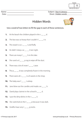 KS2 English Worksheet - Hidden Words | Teaching Resources