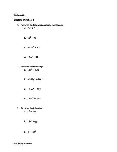Constructing, Expanding and Factorising Quadratic Expressions ...