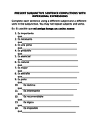 present subjunctive impersonal expressions sentence completions ...