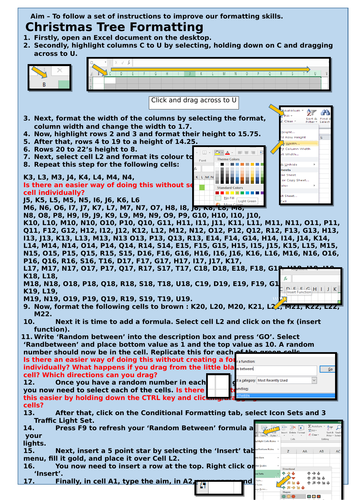 Excel Art - Christmas Tree - Reading and Formatting Skills | Teaching ...