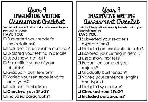 Imaginative Writing: Assessment | Teaching Resources