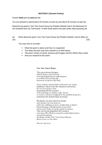 EDUQAS WJEC Unseen Poetry Scheme of Work | Teaching Resources EDUQAS WJEC Unseen Poetry Scheme of Work | Teaching Resources